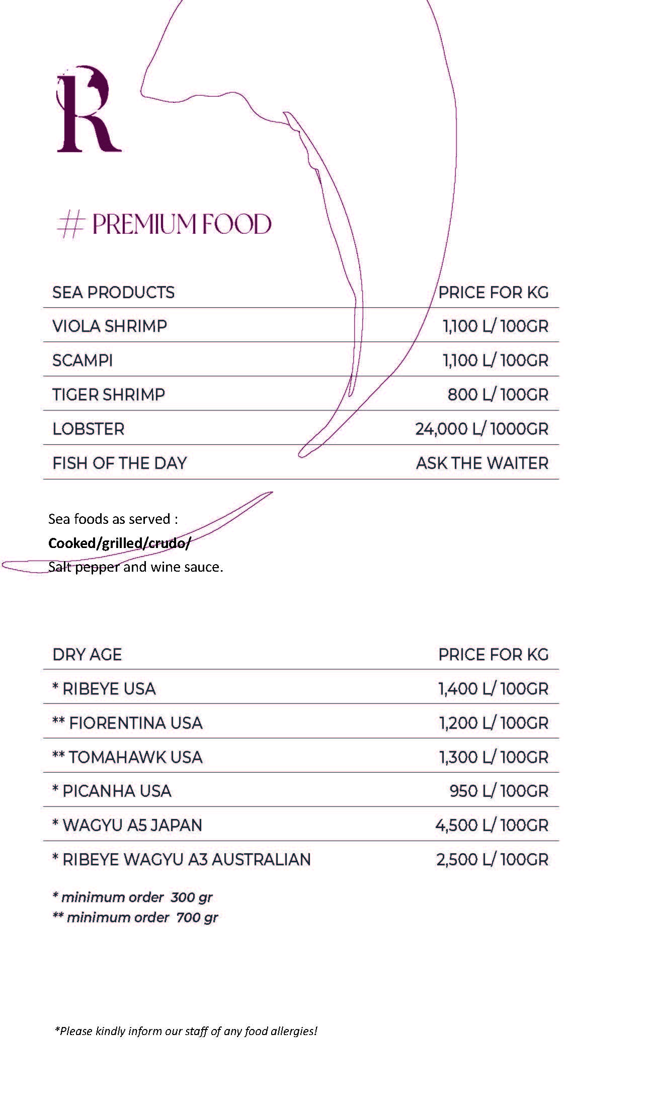 Rossini Menu – Rossini Restaurant