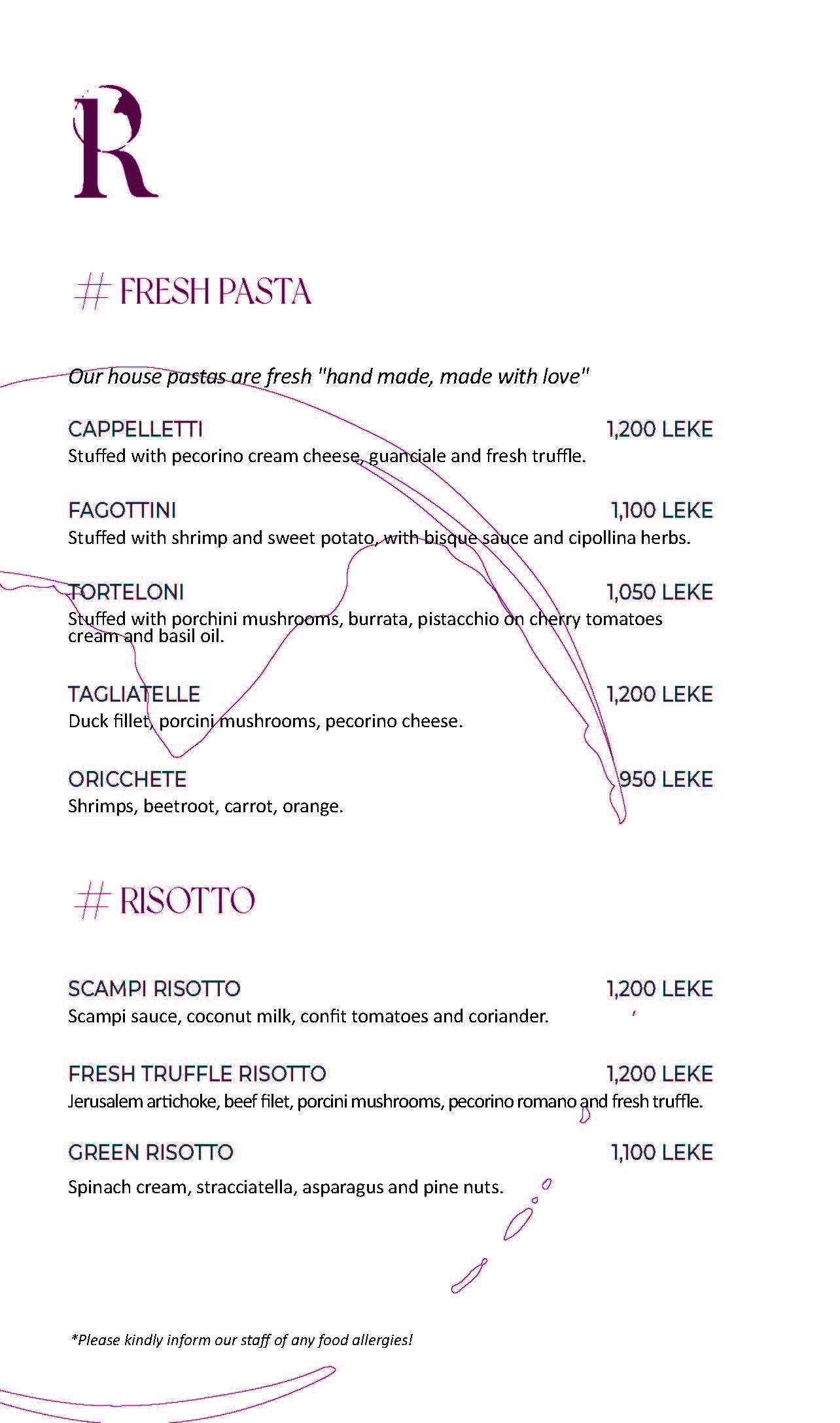 Rossini Menu – Rossini Restaurant