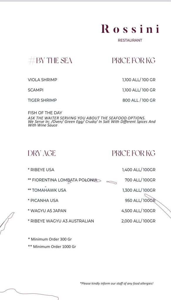 Rossini Menu – Rossini Restaurant